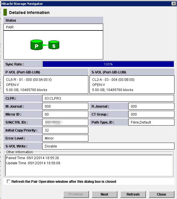 HUR – create a replication pair – ToHDS